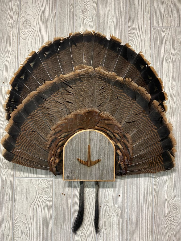 8×8 Turkey Fan Display Plaque Barnwood w/ Turkey Track Engraving ...