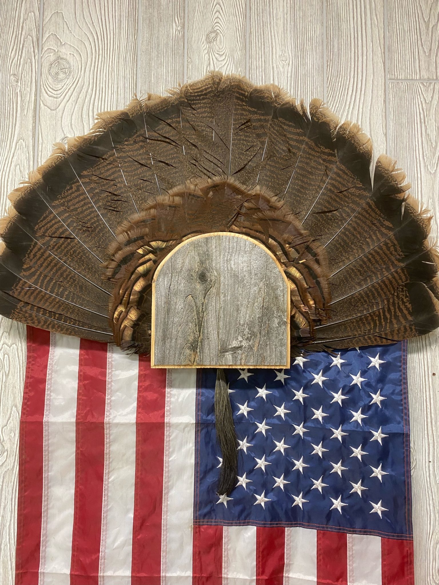 8×8 Barnwood Turkey Fan Display Plaque - Custom Outdoor Advantage